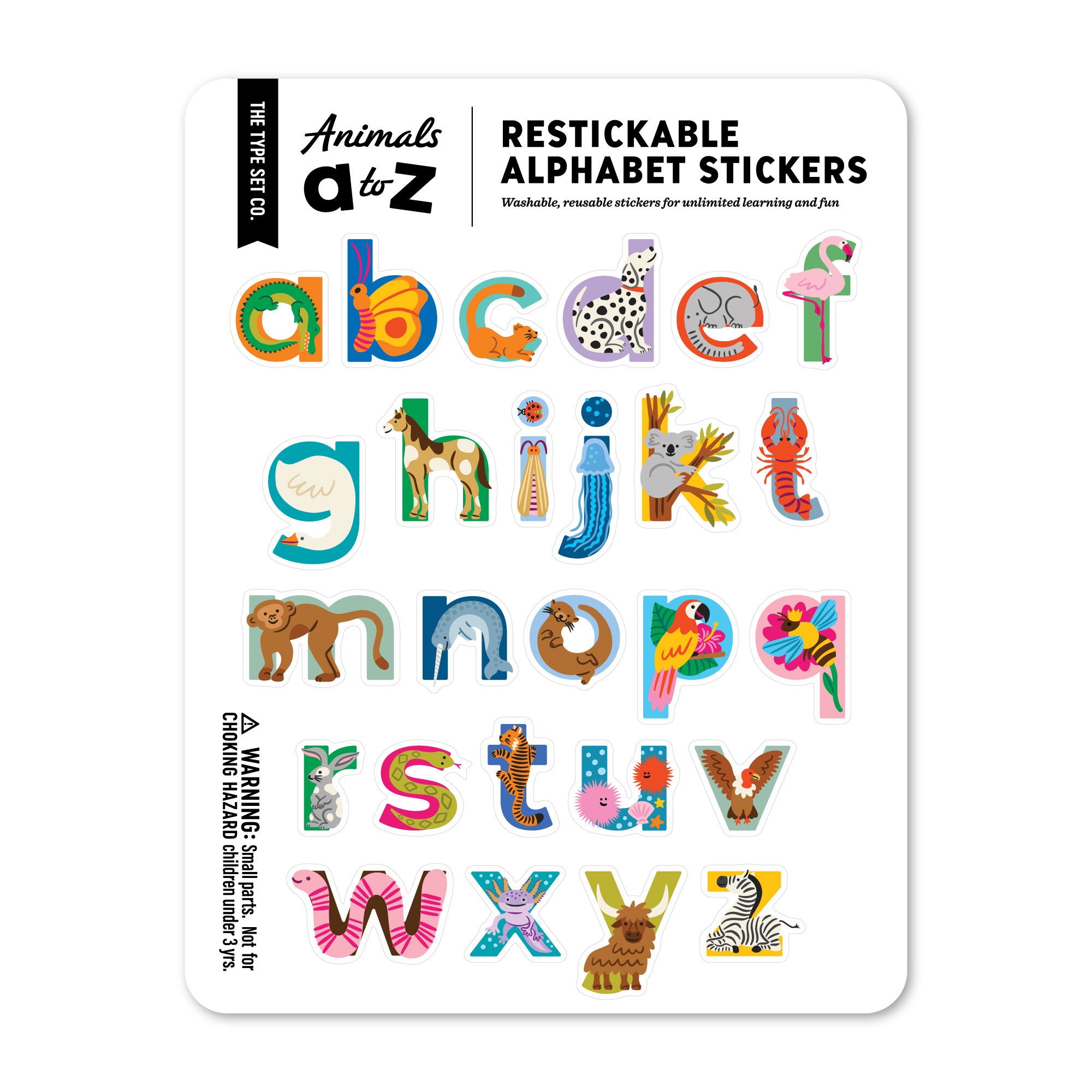 Animals A to Z Restickable Alphabet Stickers – The Type Set Co.