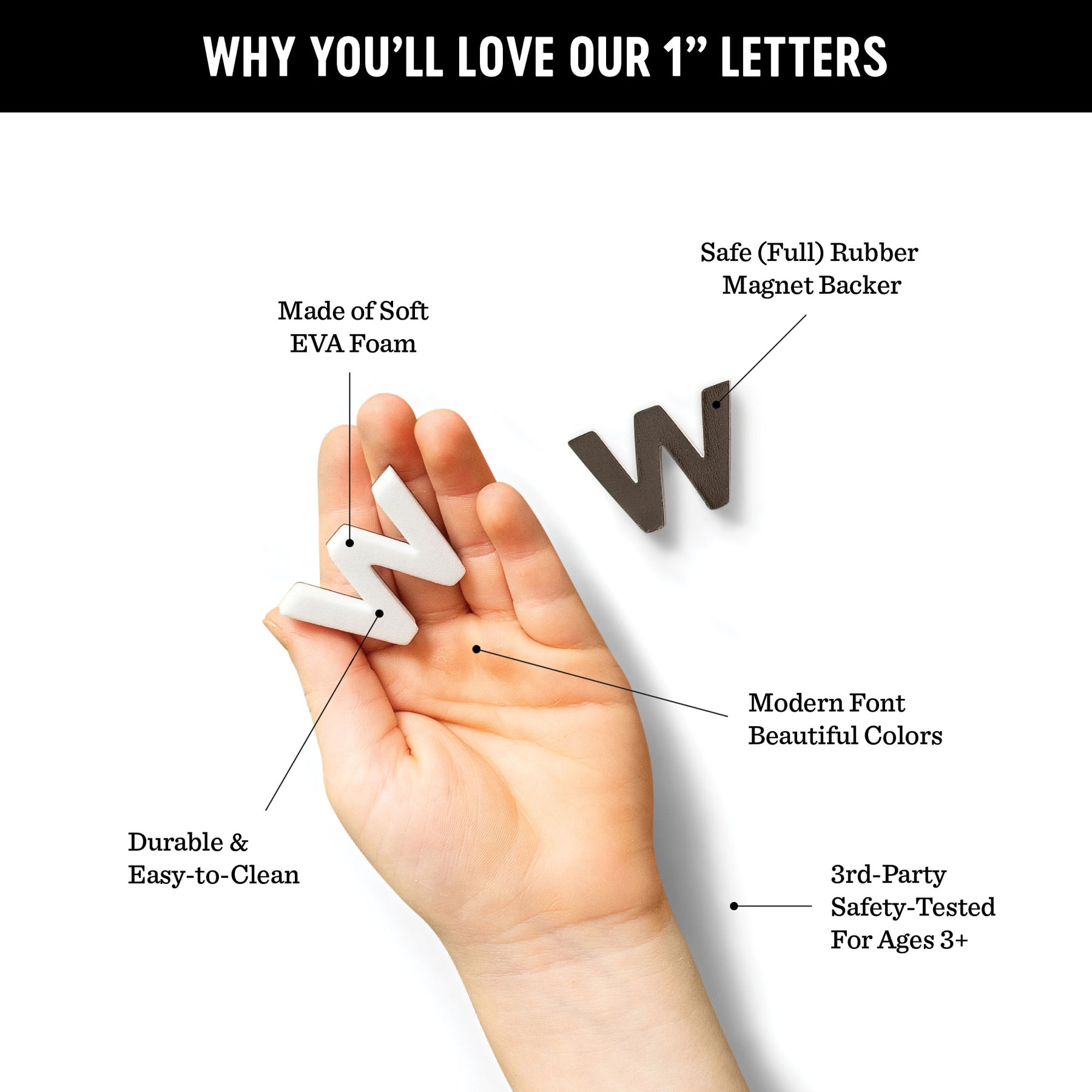 Modern Magnetic 1" Letters & Numbers, 200pc Soft Foam, Easy to clean ...