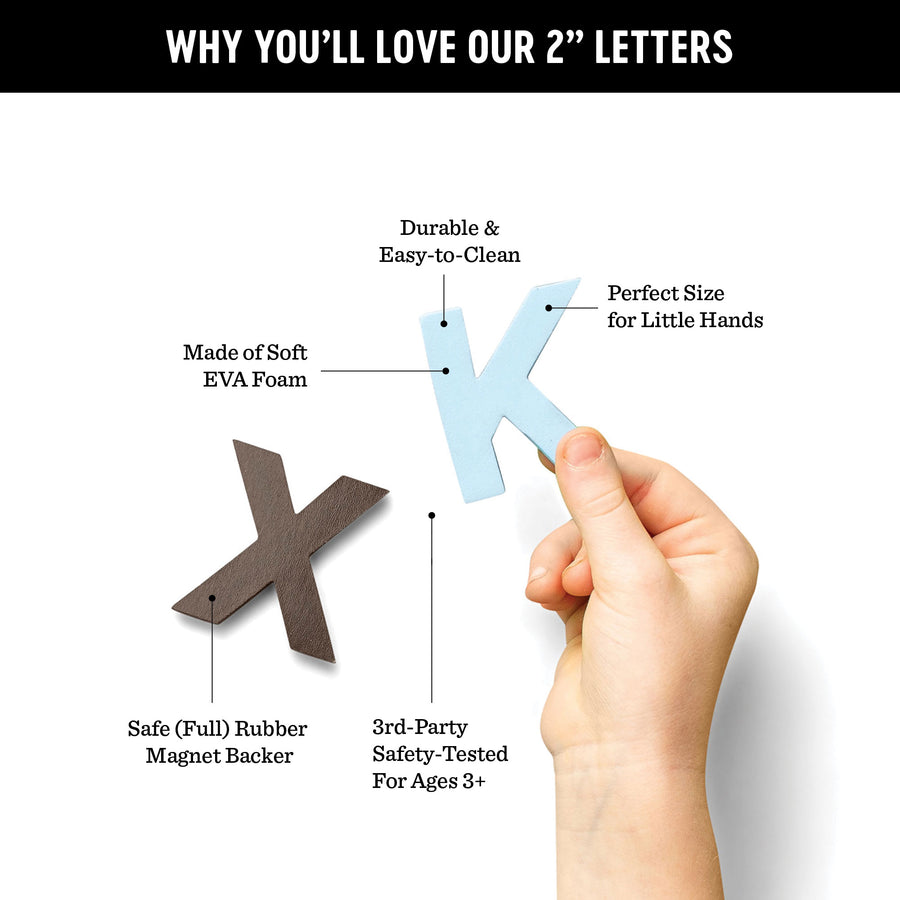 Modern Magnetic 2" Letters & Numbers, 36pc Soft Foam, Easy to clean ...